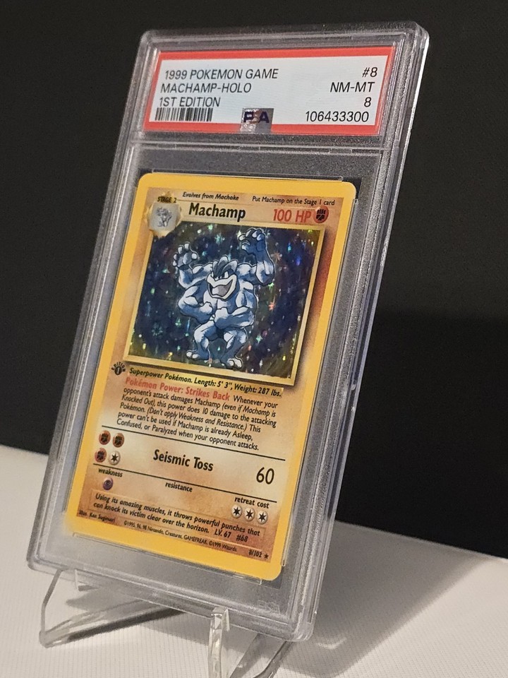PSA 8 Machamp Holo 8/102 1st Edition (NOT Shadowless) 1999 Base Set ...