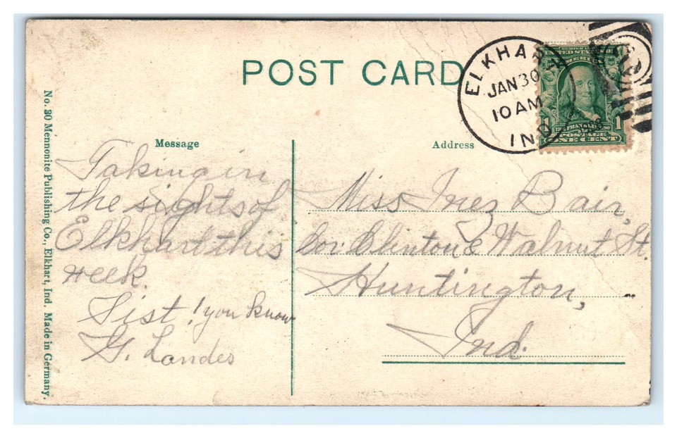 1908 ELKHART, IN Postcard- BIRDS EYE VIEW (WEST) IND | eBay