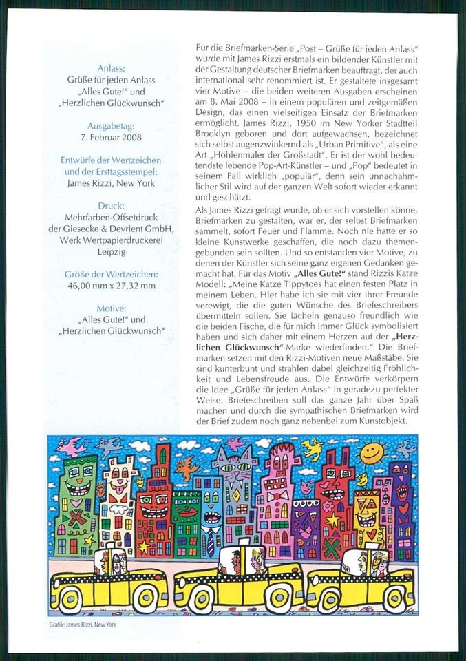 GERMANY FDS ETB 2008/06 ART JAMES RIZZI CATS FISHES CAT FISH PAINTING ...