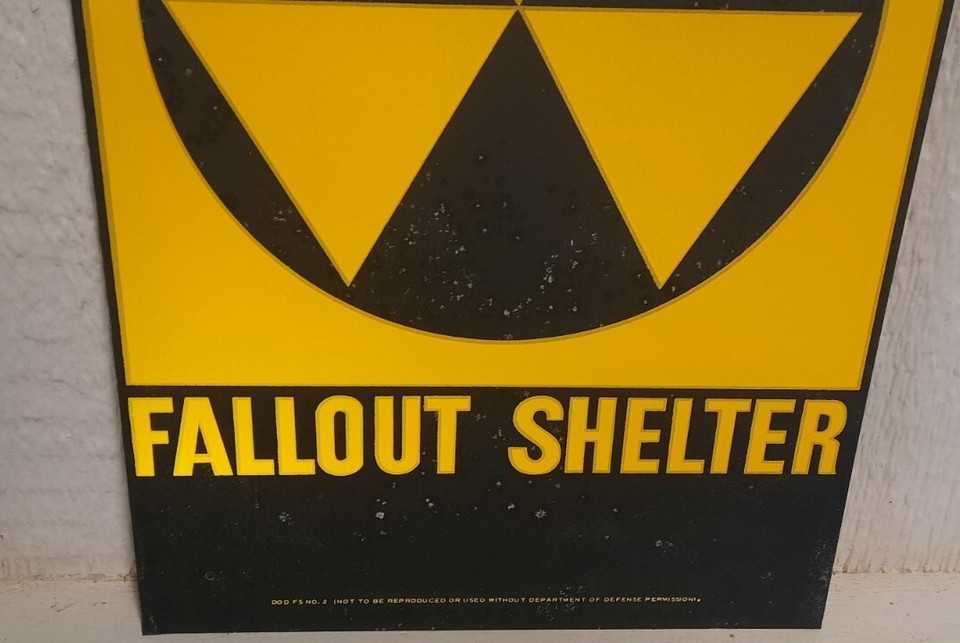 Vintage Original 1950s - 1960s Fallout Shelter Sign WITH IMPERFECT AGE ...