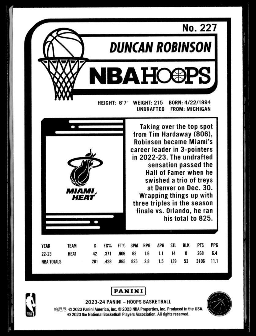Duncan Robinson #227 2023-24 NBA Hoops Winter Heat H0157A | eBay