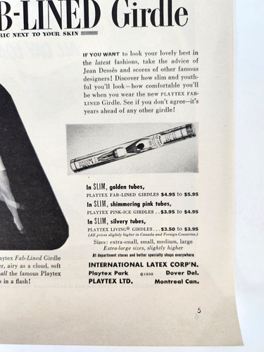 Playtex Jean Desses Girdle Vintage 1950 Magazine Print Ad Women Fashion ...