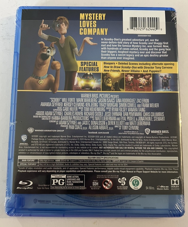 Scoob! Blu-Ray (2020) Scooby Doo, Brand New Factory Sealed! Mark Wahlberg 883929624409| eBay