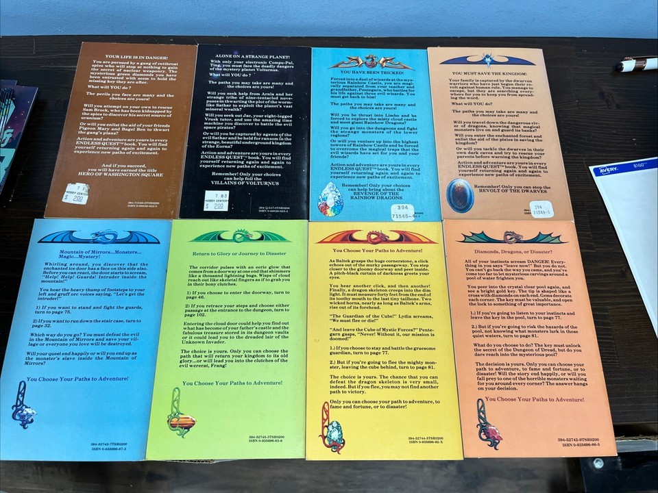 Lot of 8 Vintage Dungeons & Dragons Endless Quest PB Books TSR Rose ...