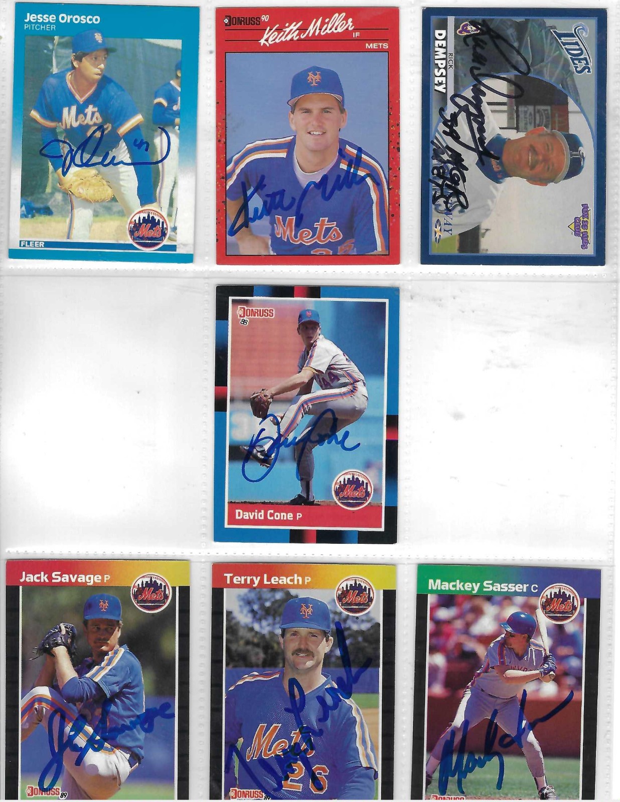 LOT OF 7 HAND SIGNED NEW YORK METS LEGENDS BASEBALL CARDS - WITH DAVID ...