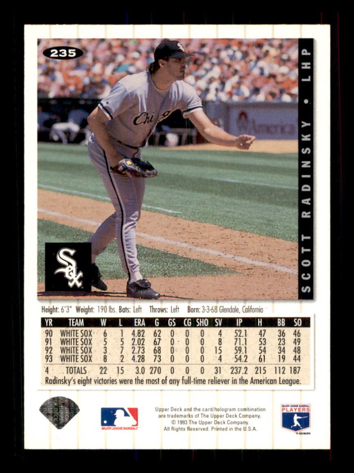 1994 Baseball Upper Deck CC Scott Radinsky Chicago White Sox #235 | eBay