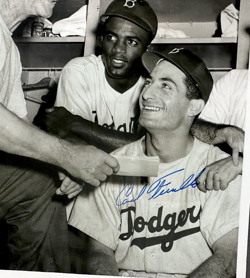 1947 Jackie Robinson Carl Furillo Signed 8x10 Wire Photo Autograph ...