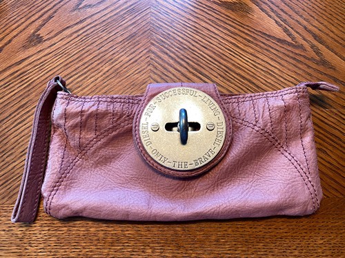 Diesel Pink Rose Leather Turn Lock Clutch Bag Purse | eBay