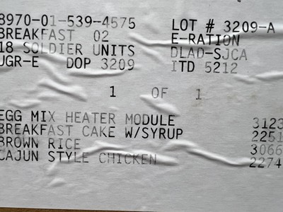 UGR-E RATION MEALS 18 SOLDIER RATION - NO HEATER BREAKFAST 02 Complete ...