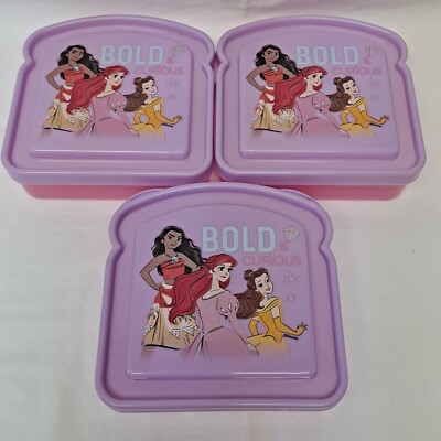 Lot 3 DISNEY PRINCESS SANDWICH HOLDERS Snack Packer lunch box bread ...