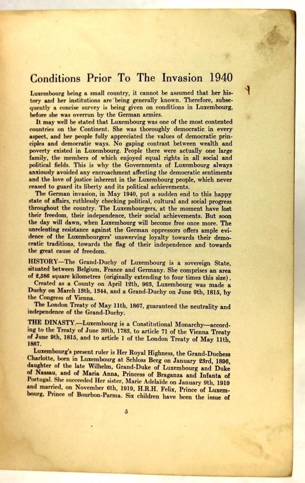 1942 Luxembourg Under German Occupation Pro Allied Pamphlet Pierre ...