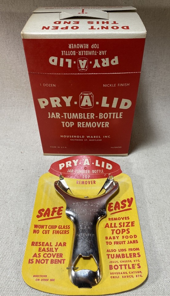 Vintage 1950s NOS Pry-A-Lid Mason Jar Lid Opener & Bottle Cap Top ...