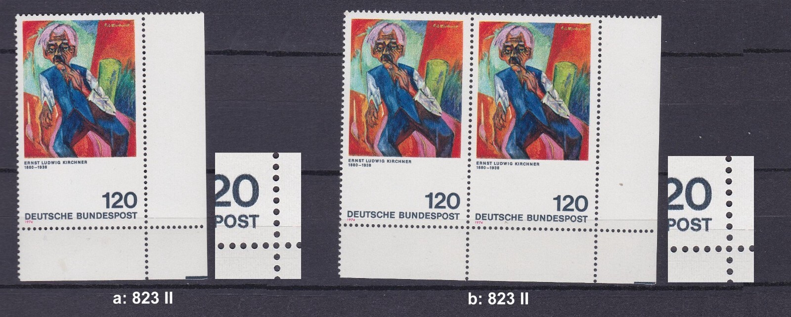 BRD 923 II, 2 x Plattenfehler II, verlängertes T **; zur Auswahl #858p ...