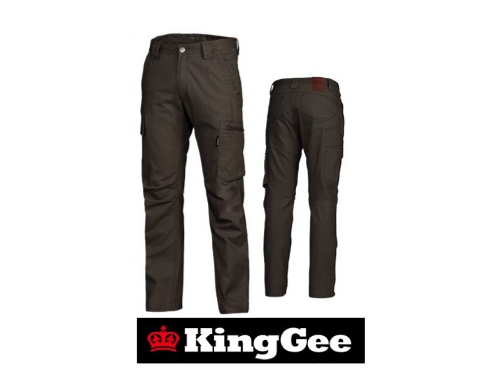 KING GEE MENS 'TRADIE' NARROW FIT 100% COTTON CANVAS CARGO WORK PANTS ...