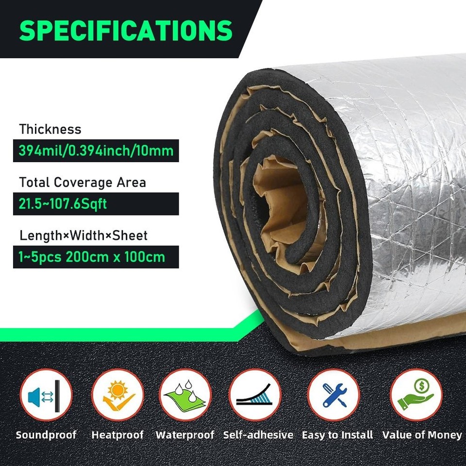36SQFT Automotive Sound Deadening Insulation Heat Barrier Noise Proof ...