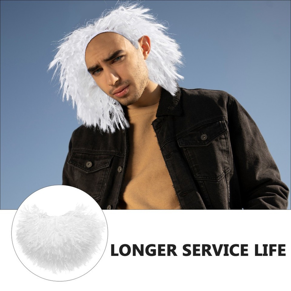 White Curly Wig Cosplay Masquerade Costume Natural Wavy Curly Wig ...