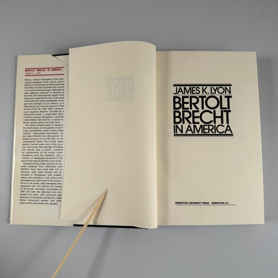 Bertolt Brecht in America James K. Lyon 1980 First Edition Princeton | eBay