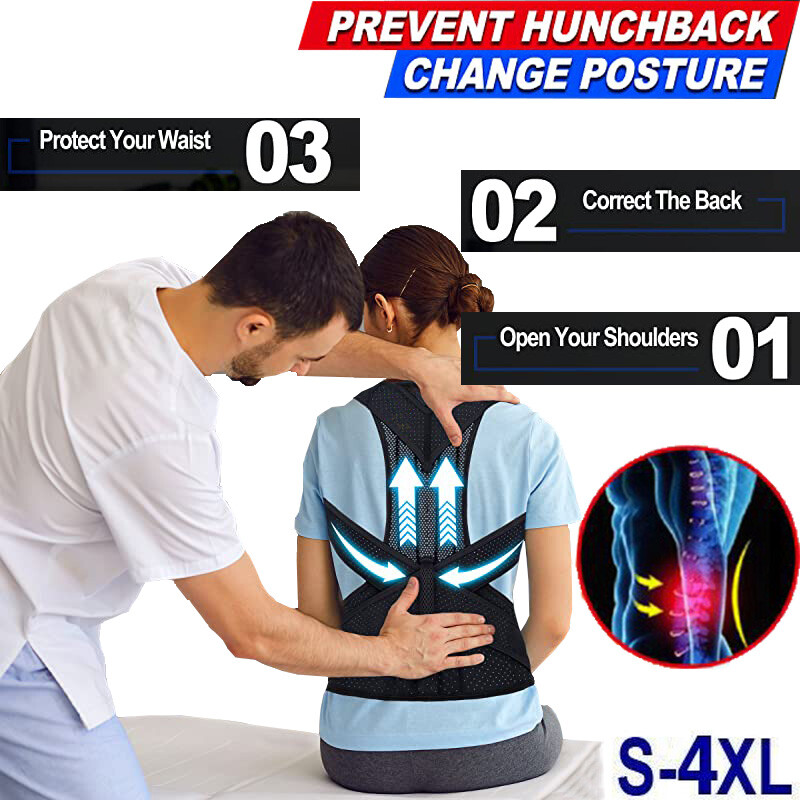 True Fit Posture Corrector Belt For Men Women Adjustable Back Brace ...