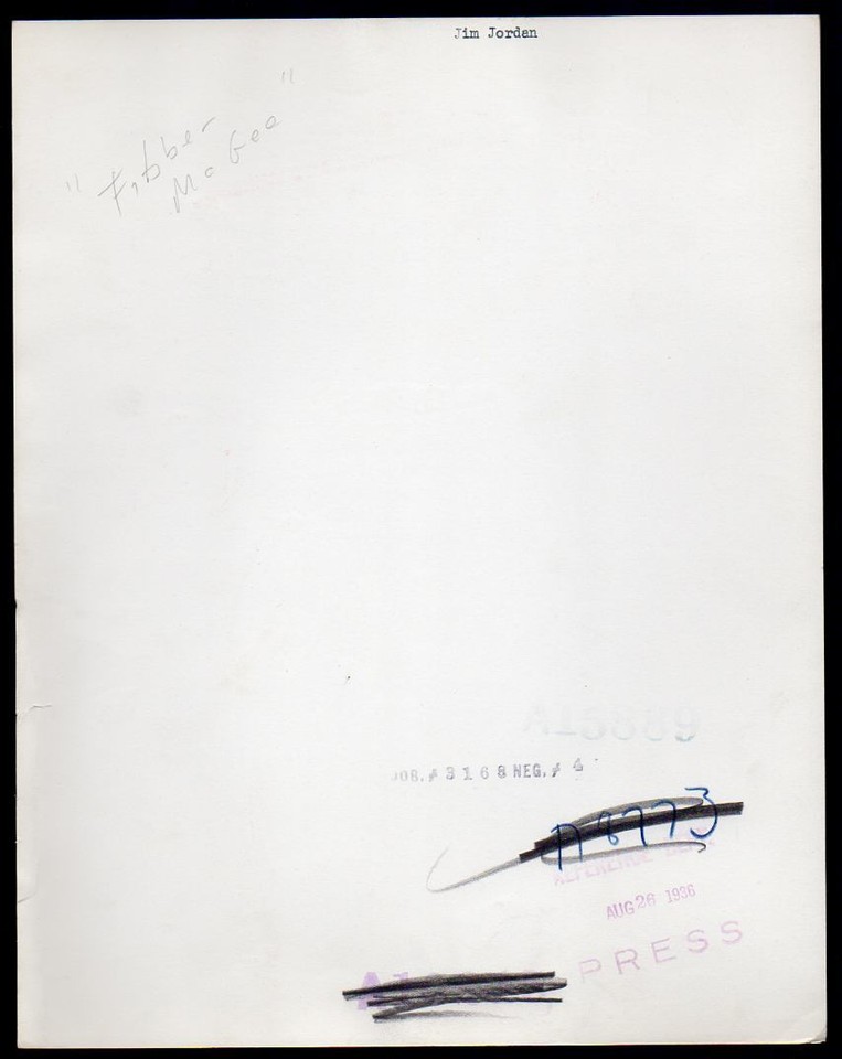 Jim Jordan FIBBER McGEE old time radio star actor 1936 VINTAGE ORIG ...