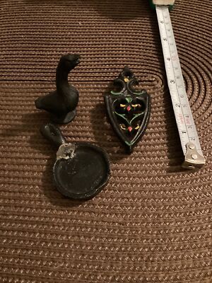 Vintage Miniature Metal Cast Iron Spoon Rest Pan Goose Figurine Lot | eBay