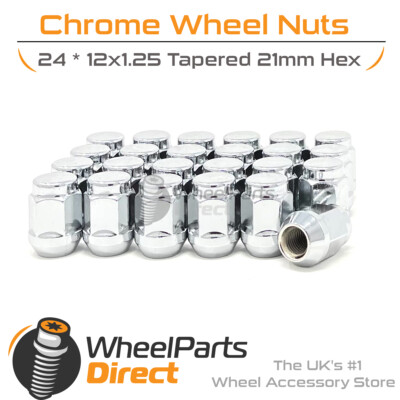 Wheel Nuts (24) 12x1.25 Chrome for Nissan Navara [D22] 97-04 on ...
