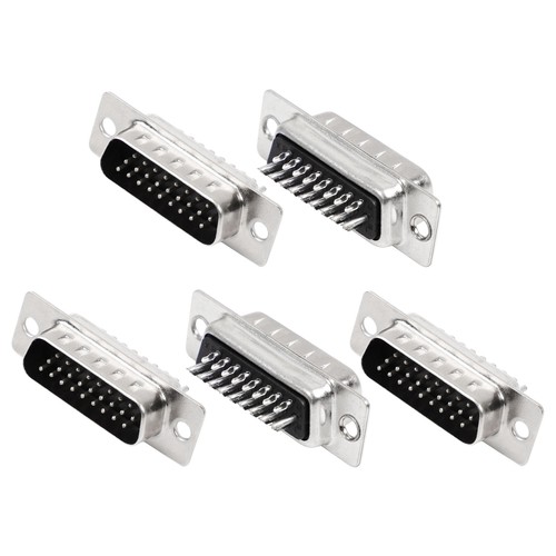 5Pcs 3 Row DB26 26 Pin D-Sub Male Connector Solder Type Panel Mount ...