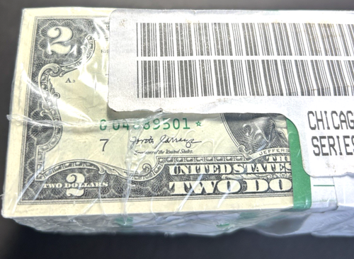 United States $2 " STAR NOTES " Uncirculated Brick of Sequential Notes ...