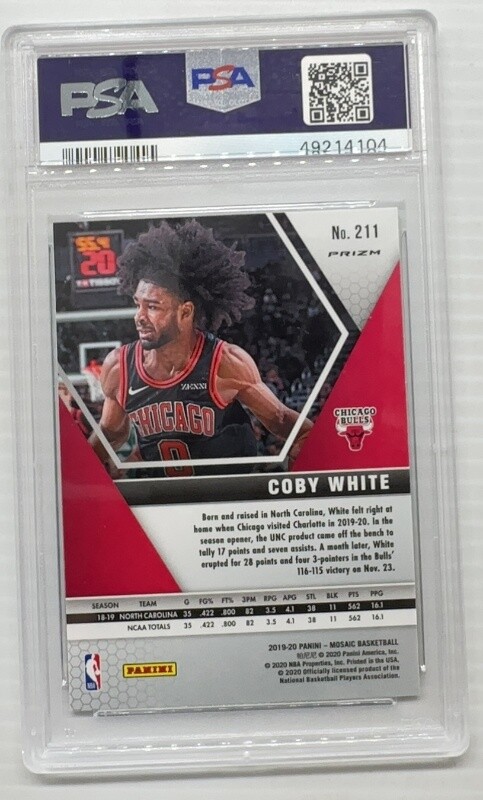 2019-20 Panini Mosaic Coby White Green Prizm Rookie RC #211 PSA 9 MINT ...