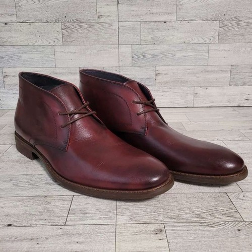Men's Moretti Black Label Glen Burgundy Leather Chukka Dress Boots Size ...