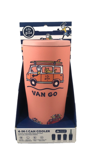 LIFE IS GOOD “ VAN GO “ SURFBOARD Peach Color Stainless Cooler 4-in-1 ...