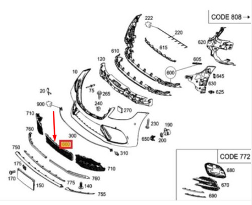 Genuine 2014-2019 Mercedes-Benz S Class W222 Front Bumper Center Lower ...