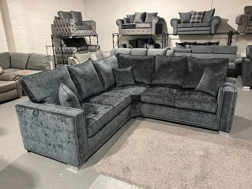 Special Offer - Monaco Corner Sofa | Charcoal Chenille Fabric | 2C2 | | eBay UK