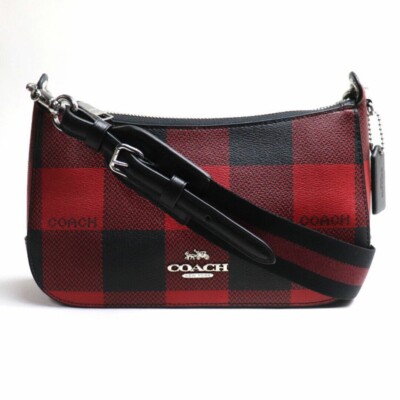 COACH Jes Baguette Red/Black Buffalo Plaid Purse Crossbody Bag Purse | eBay