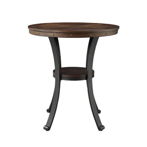 Powell Company Pub Table36" Round w/ Shelf, Oak Woodgrain Veneer ...