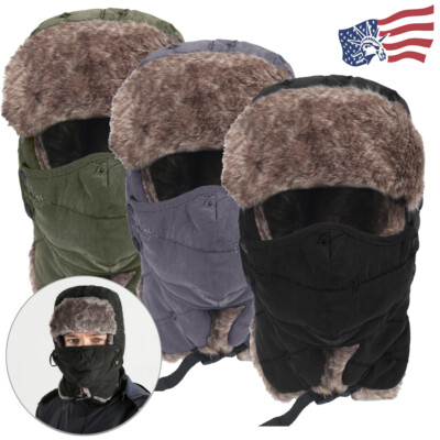 Winter Aviator Hat Cold Weather Snow Gear Warm Hat with Face Cover ...