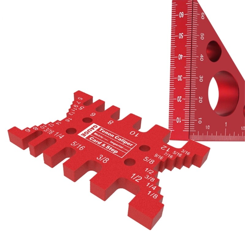 Triangle Ruler 45/90° Carpentry Square and Dovetail Jig Tenon Caliper ...