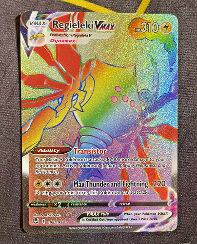 Regieleki VMAX 198/195 RAINBOW RARE Silver Tempest SECRET RARE Pokemon ...
