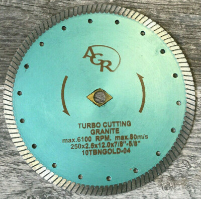 10 inch Turbo Cutting Granite Narrow Tooth Diamond Saw Blade (10TBNGOLD ...