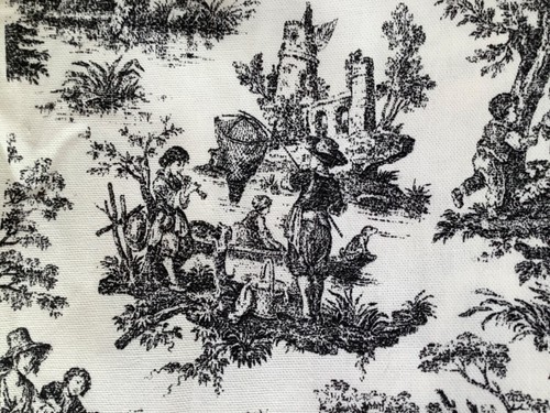 Waverly Screen Print Rustic Toile black cream toile fabric 2 yards | eBay