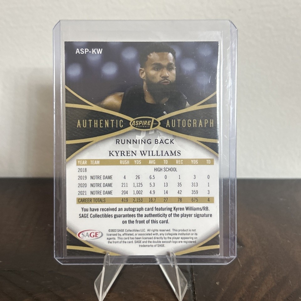 2022 SAGE Kyren Williams Auto RC #ASP-KW | eBay