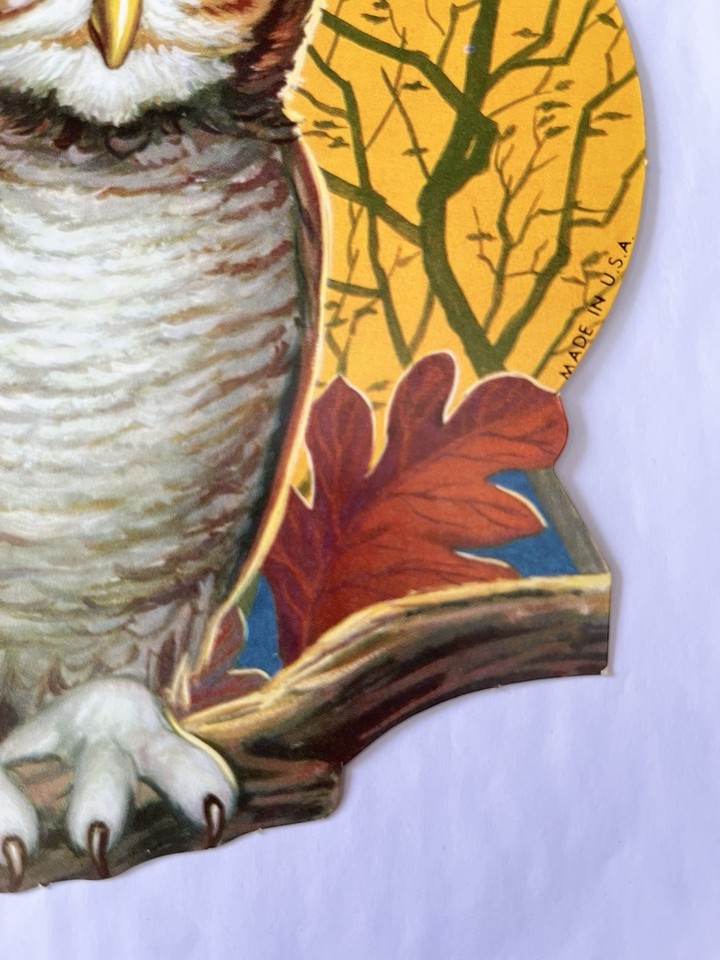 Owl In Moonlight Diecut Vintage Paper Cardboard Halloween Decoration ...