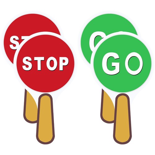 4 PCS Double Sided Stop Sign Handheld Children Red and Green Traffic ...