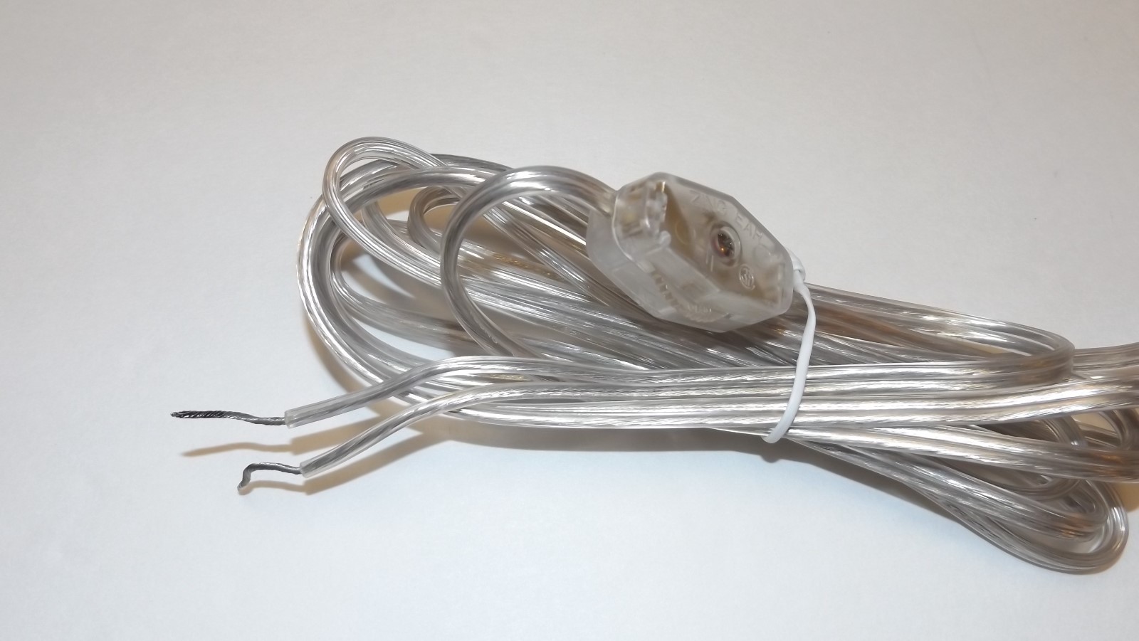 6' CLEAR SILVER LAMP CORD WITH LINE SWITCH & POLARIZED PLUG 18/2 SPT-1 ...