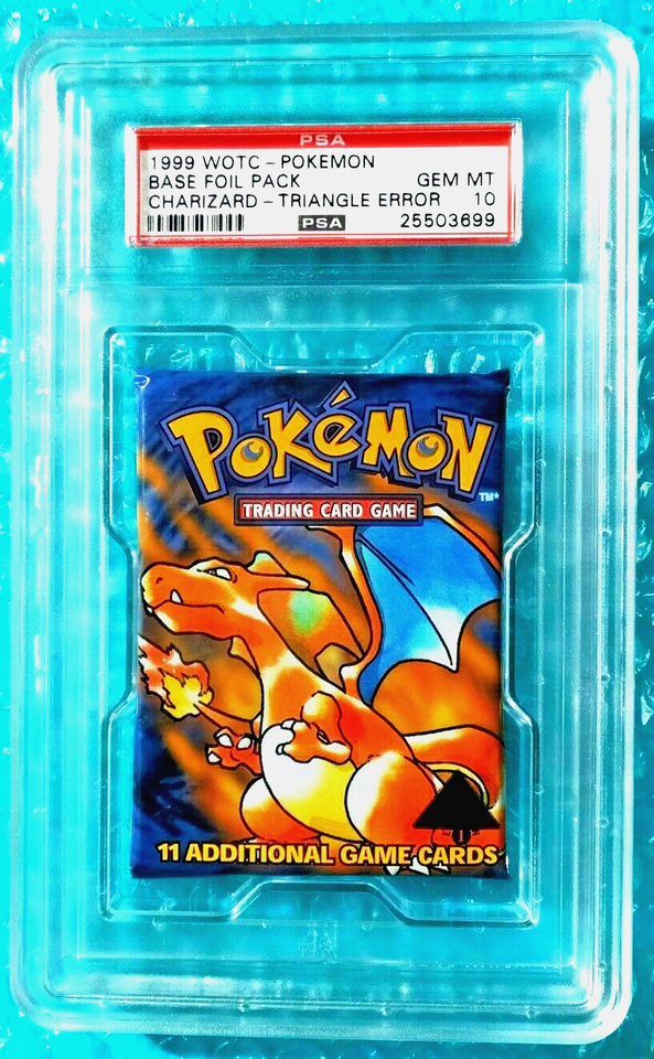 1999 Pokemon Base Set CHARIZARD Black Triangle 1st Edition Error Pack ...