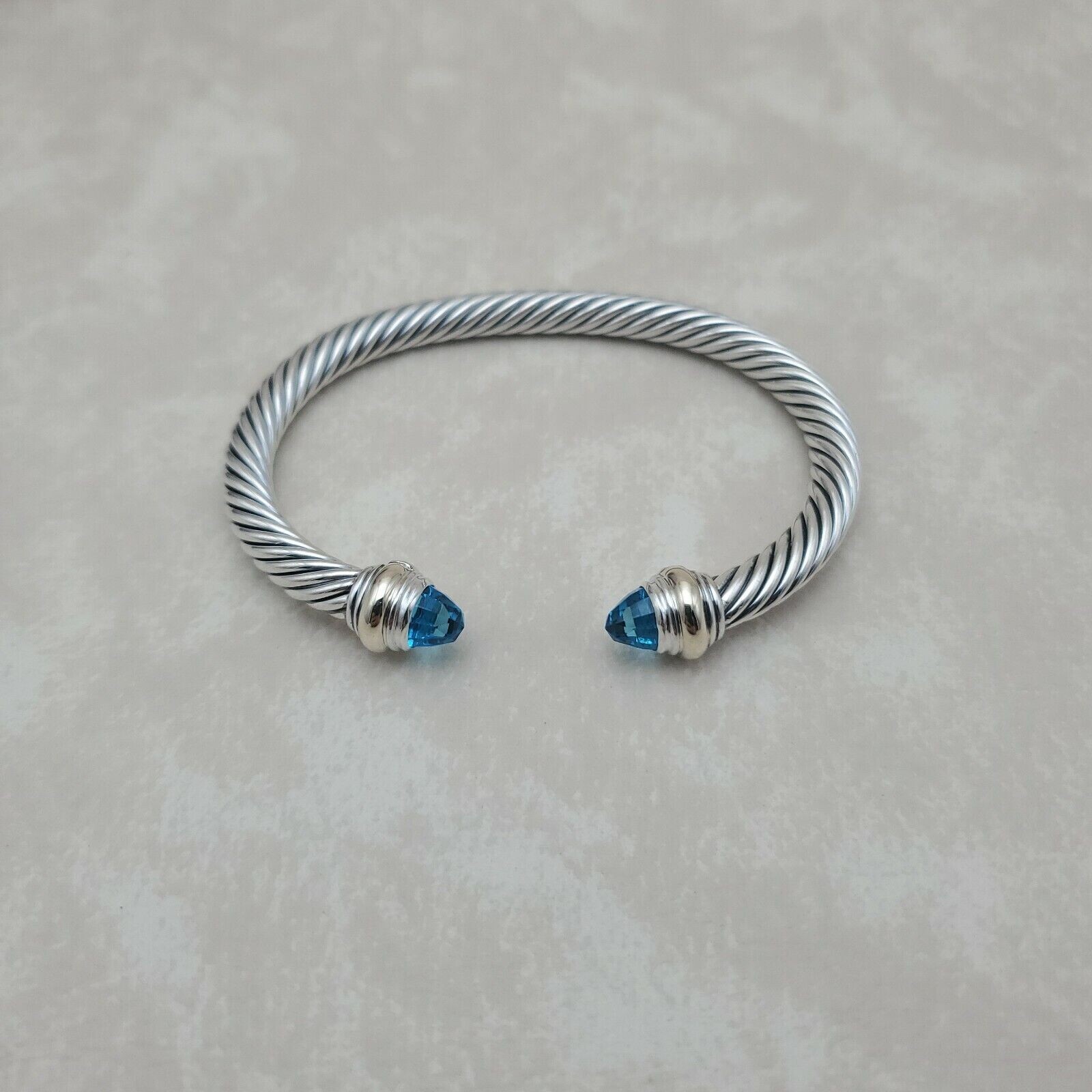 David Yurman Cable Classic Bracelet with Blue Topaz a… - Gem