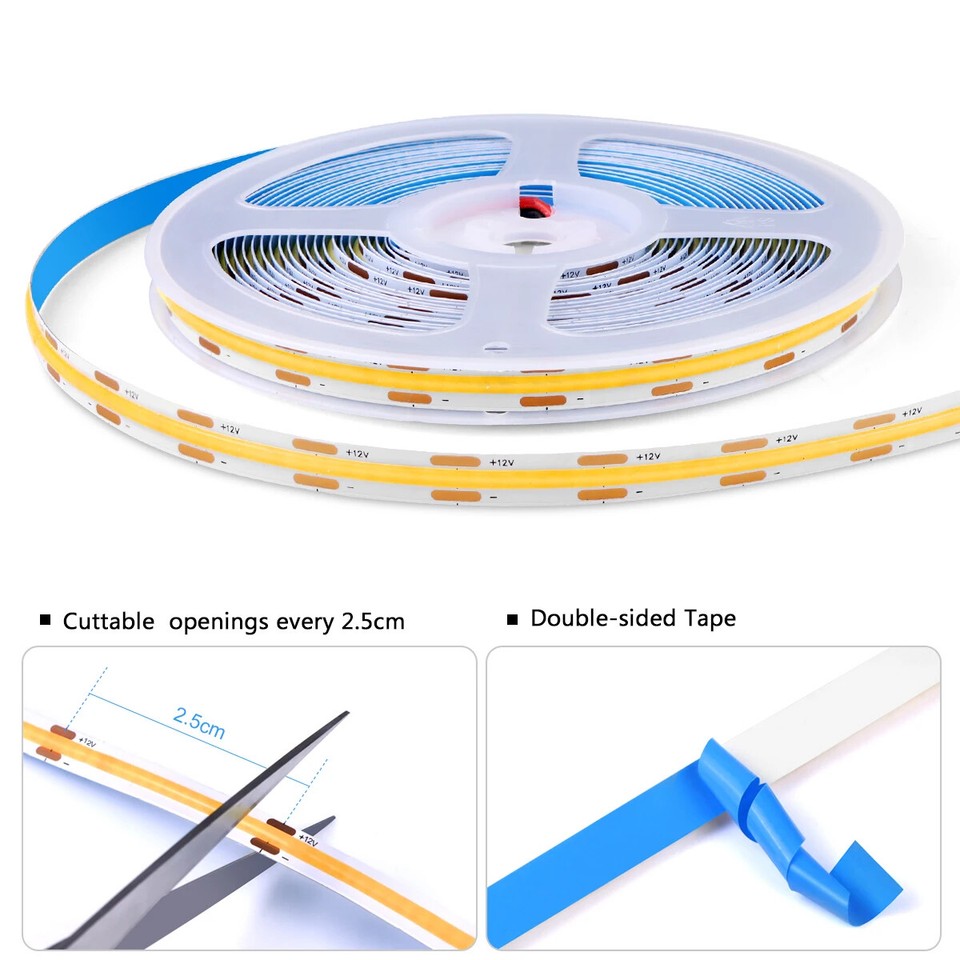 COB LED Strip Light - Dimmable Touch Sensor, Under Cabinet, Wardrobe ...