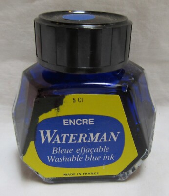Encre Waterman Washable Blue Ink Bottle 2 oz France 2.75" | eBay UK