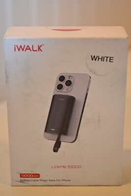 iWALK Portable Watch Charger 9000mAh Power BankBuilt in Cable White ...