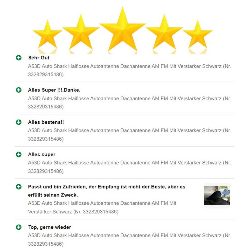 A53C Auto Haifischflossen-Antenne, Dachantenne AM/FM mit Verstärker ...