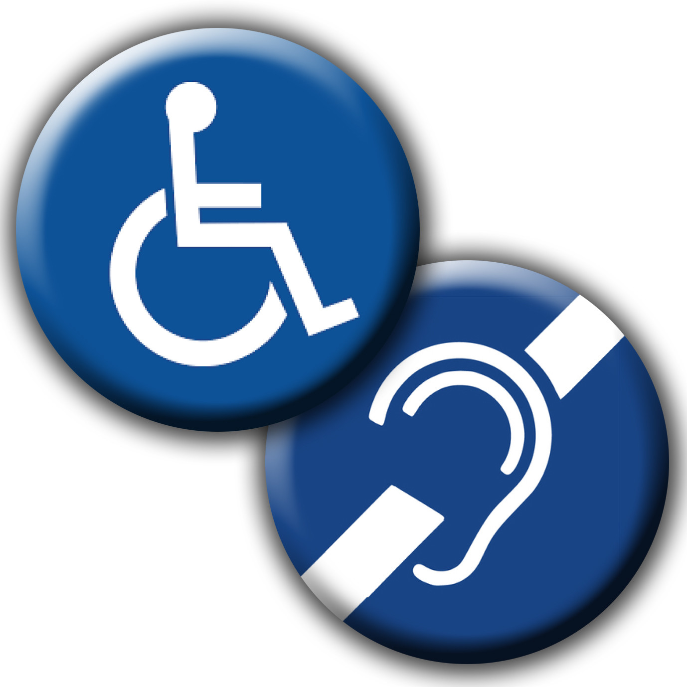 DEAF, LIP-READING, DISABLED WHEELCHAIR BADGES - 25mm, 38mm 58mm or 77mm ...